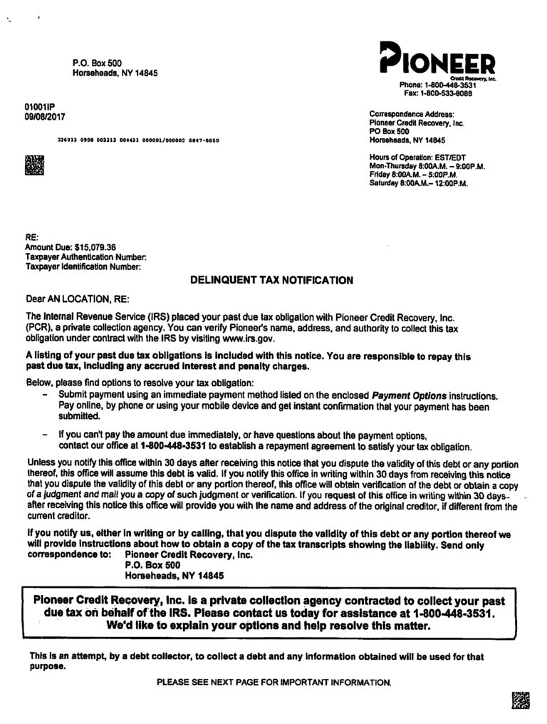 IRS Letter PCA Private Collection Agency Notification H R Block irs-letter-pca-private-collection-agency-notification-h-r-block